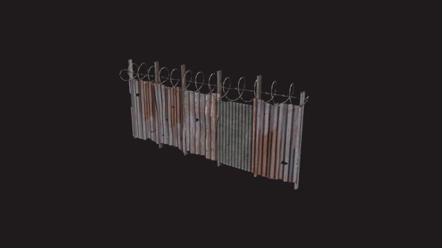 Postapocalyptic Medium Wall 3D Model // RenderCrate