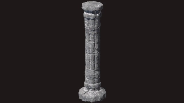 Stone Small Pillar 3D Model (Free) // RenderCrate